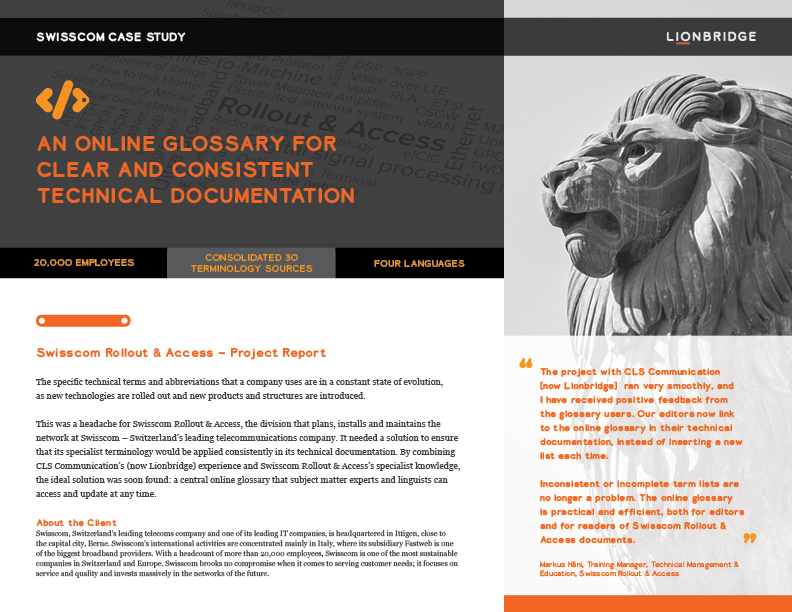 Online Glossary Case Study – Swisscom & Lionbridge